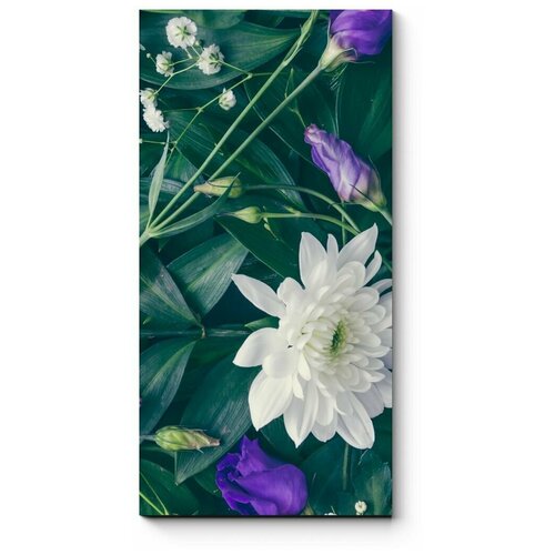 Модульная картина Белые цветы хризантем50x100