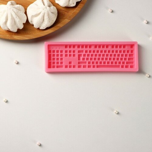 Силиконовый молд Доляна «Клавиатура», 14,5×4,5×1 см, цвет розовый