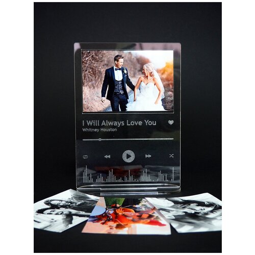 Рамка для фото Spotify постер Whitney Houston, фото на стекле, трек пластинка.
