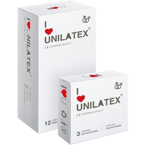 Презервативы ультратонкие Unilatex, 12 шт + 3 шт в подарок