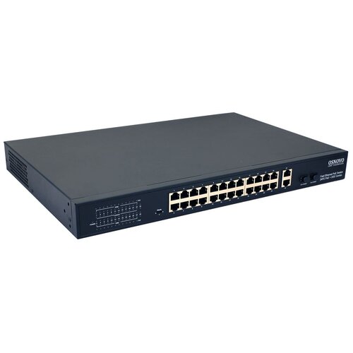 Коммутатор OSNOVO PoE 24 x 10/100 Base-T PoE, 2 x GE Combo Uplink (RJ45 + SFP), PoE на порт - до 30W, суммарно PoE до 385W