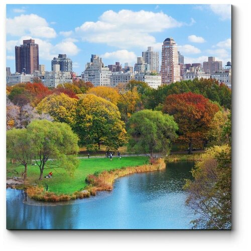 Модульная картина Осеннее озеро в Центральном Парке, Нью-Йорк 90x90