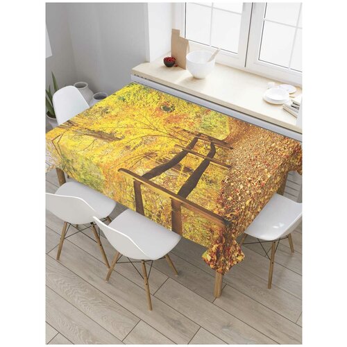 Скатерть прямоугольная JoyArty на кухонный стол "Осенняя дорожка" из оксфорда, 120x145 см