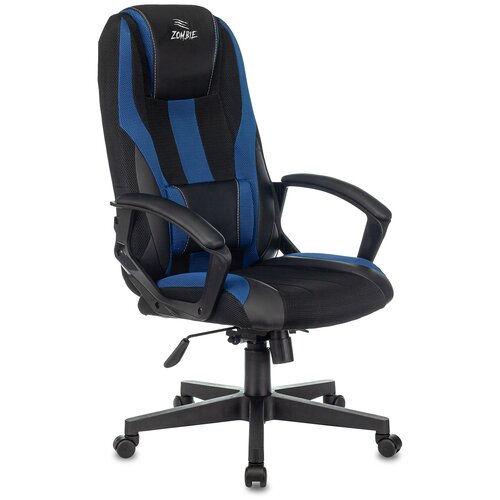 Компьютерное кресло Zombie 9 игровое, обивка: искусственная кожа/текстиль, цвет: черный/синий