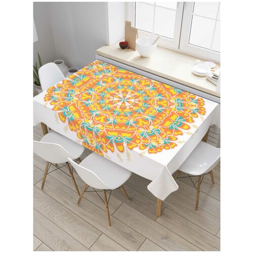 Скатерть прямоугольная JoyArty на кухонный стол "Красочный цветочный узор" из оксфорда, 180x145 см