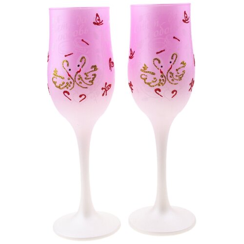 Набор свадебных бокалов "Совет да любовь", 200 мл, розовый