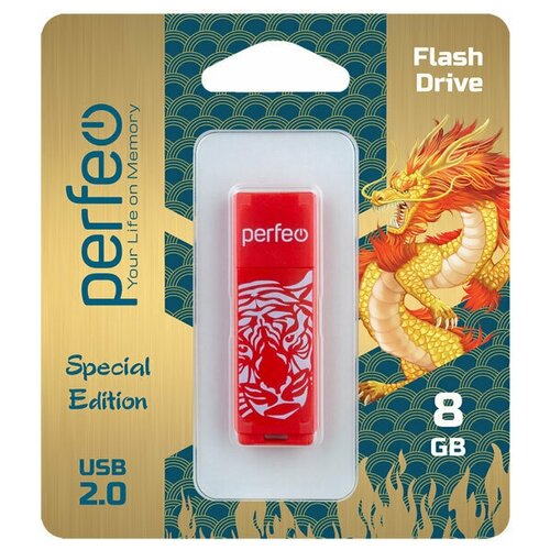 Флеш Perfeo USB 8GB C04 Red Tiger