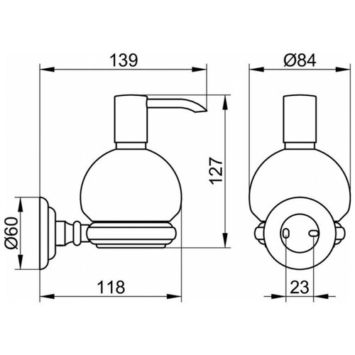 Дозатор для жидкого мыла Keuco Astor 02153019000 в комплекте держателем и насосиком, опаловое стекло матовое/хром