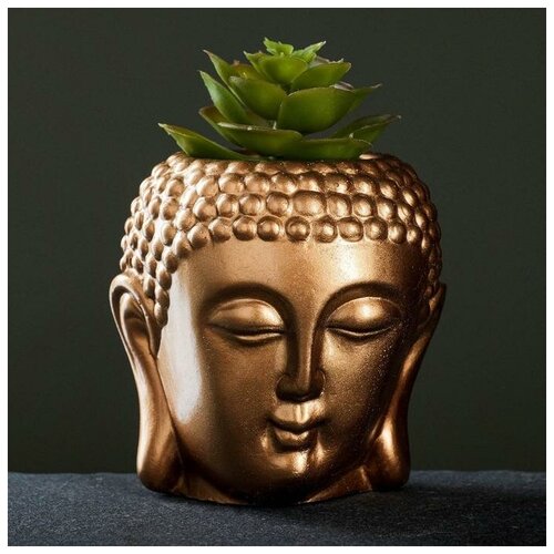 Хорошие сувениры Кашпо - органайзер "Будда" бронза, 11х11х11см
