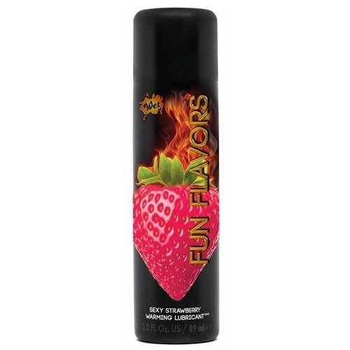 Массажные масла и свечи Wet International Inc. Разогревающий лубрикант Fun Flavors 4-in-1 Sexy Strawberry с ароматом клубники - 89 мл.