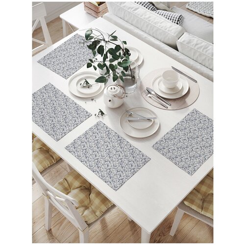 Салфетки на стол для сервировки прямоугольные, плейсмат JoyArty "Романтика распустившихся цветов", 32x46 см, в комплекте 4шт.
