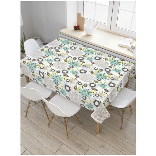 Скатерть прямоугольная JoyArty на кухонный стол "Садовые цветы" из оксфорда, 120x145 см