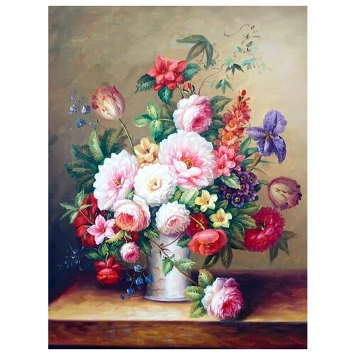 Репродукция на холсте Цветы в вазе (Flowers in a vase) №70 Минаев Сергей 30см. x 40см.