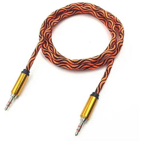 Аудио кабель AUX 1,5 м / AUX Кабель / Акустический провод аукс / Кабель aux jack 3.5 мм / оранжевый