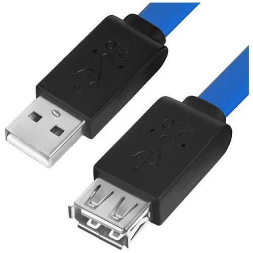 Кабель GCR PROF USB 2.0 AM/AF (GCR-UEC2M2), 1.8 м, синий/черный