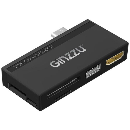 Card Reader внешний GiNZZU, (GR-862UB) Черный Type C HDMI+USB2.0+U2: SD/TFx2