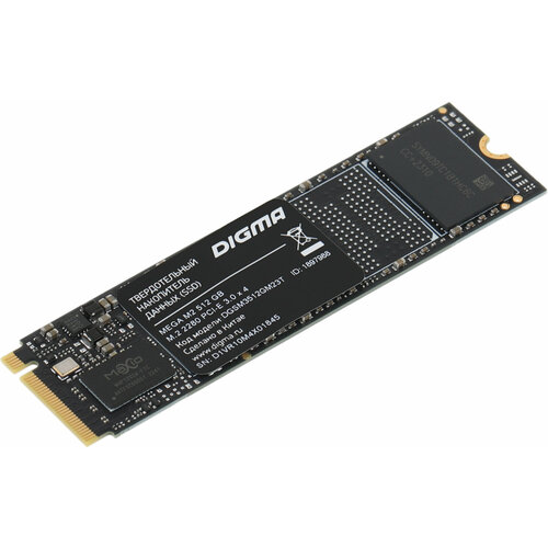 Твердотельный накопитель SSD Digma Mega M2 512GB M.2 2280, PCle Gen. 3 x 4 NVMe, 3300 Мб/с