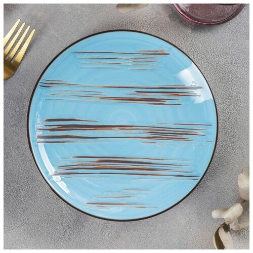Тарелка фарфоровая десертная Scratch, d=17,5 см, цвет голубой