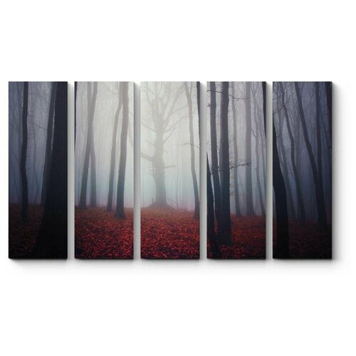Модульная картина Осенний лес туманным утром 160x96