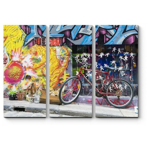 Модульная картина Велосипед, припаркованный в Hosier Lane в Мельбурне140x100