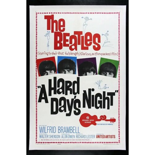Плакат, постер A Hard Day's Night. Вечер трудного дня. The Beatles на бумаге, размер 42х60см
