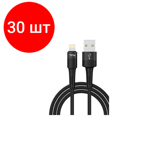 Комплект 30 штук, Кабель интерфейсный TFN USB - Lightning, 1.2м. чер (TFN, TFN-С-ENV -AL1MBK)