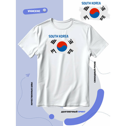 Футболка SMAIL-P флаг Южной Кореи, размер XL, белый