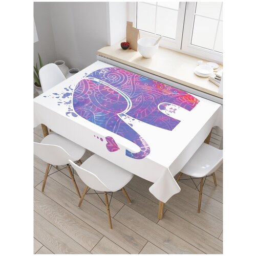 Скатерть прямоугольная JoyArty "Орнаментальный слон с сердцем" из сатена, 120x145 см