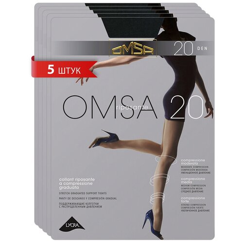 Колготки  Omsa, 20 den, 5 шт., черный