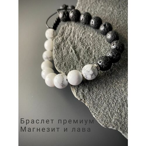 Плетеный браслет Snow Jewelry, магнезит, черный, белый