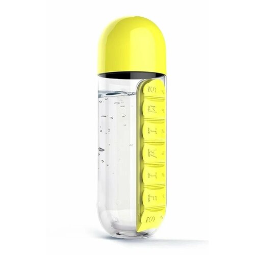 Бутылка-органайзер для таблеток на неделю, таблеточница органайзер для витаминов желтый