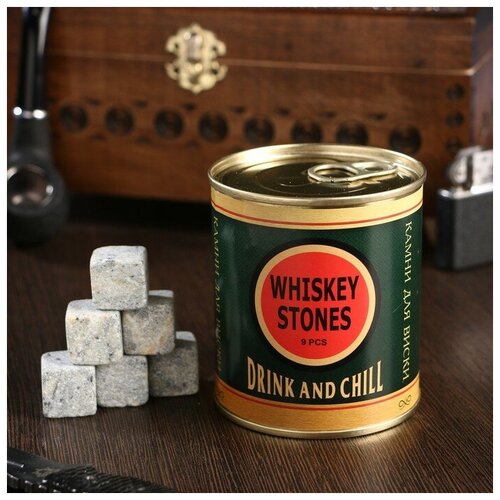 Набор камней для виски "Drink and chill", в консервной банке, 9 шт. 4832945