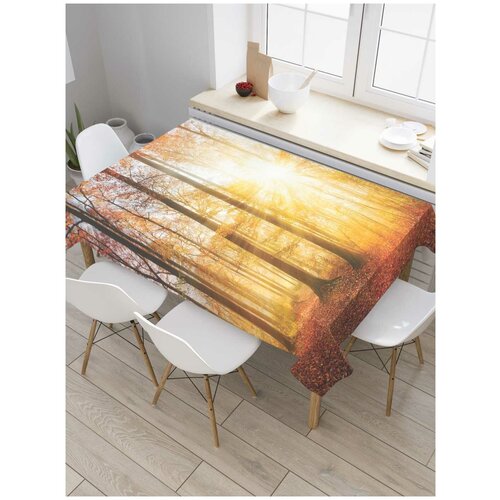 Скатерть прямоугольная JoyArty на кухонный стол "Лесное солнце" из оксфорда, 120x145 см