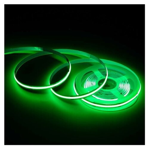 Яркая светодиодная лента Apeyron 00-367 зеленого цвета свечения с напряжением 24В, 14Вт/м, COB, 512д/м, IP20, ширина подложки 10мм, 5м