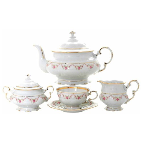 Чайный сервиз на 6 персон 15 предметов Leander "Соната /Розовый цветок" / 137115