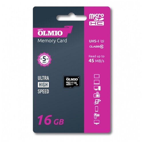 Карта памяти Olmio 16GB MicroSDHC, Class 10 UHS-I