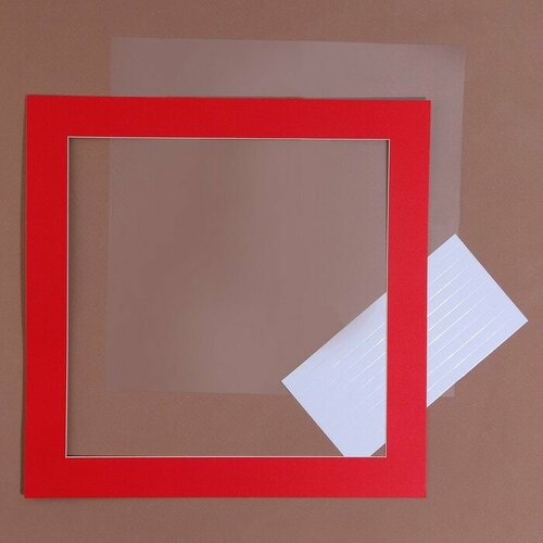 Паспарту размер рамки 35 × 35 см, прозрачный лист, клейкая лента, цвет красный