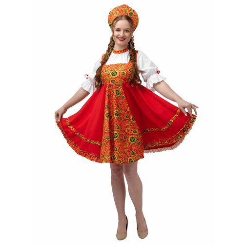 Русский народный костюм женский с кокошником Хохлома
