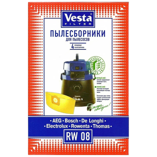 Vesta filter Бумажные пылесборники RW 08, бежевый, 4 шт.