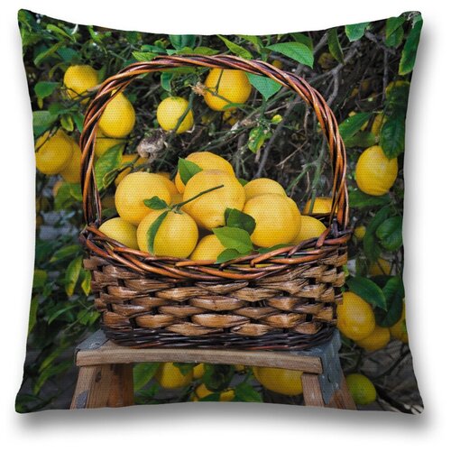 Наволочка декоративная на молнии, чехол на подушку JoyArty "Сочные лимоны" 45х45 см
