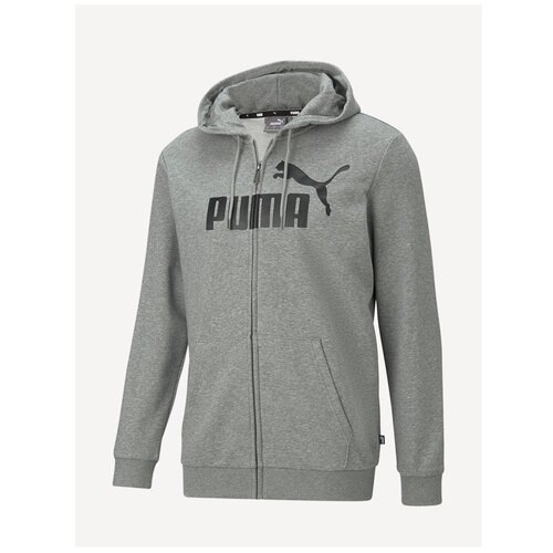 Толстовка спортивная PUMA Essentials Big Logo Full-Zip Men's Hoodie, размер M, серый