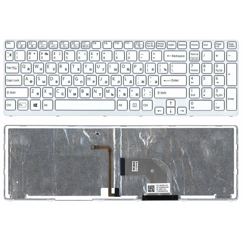 Клавиатура для ноутбука Sony SVE15 SVE17 белая с рамкой с подсветкой p/n: 149151211, 9Z. N6CBW. G0R
