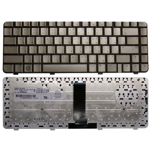 Клавиатура для ноутбука HP 6037B0034922 бронзовая без рамки, плоский Enter