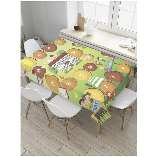 Скатерть прямоугольная JoyArty на кухонный стол "Настольная игра Ученик" из оксфорда, 120x145 см