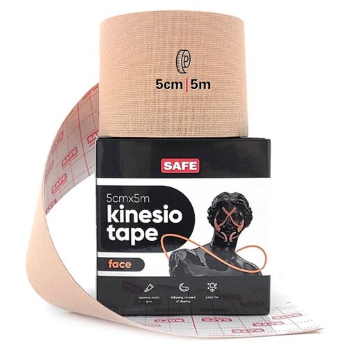 Кинезио тейп для лица SAFESPOT Kinesiology Face Tape (5см*5м), Цвет #4 Black | Чёрный