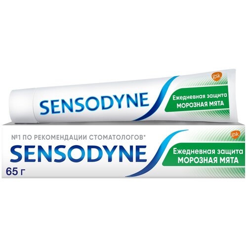Зубная паста Sensodyne Ежедневная защита Морозная мята, 65 г, белый-зеленый
