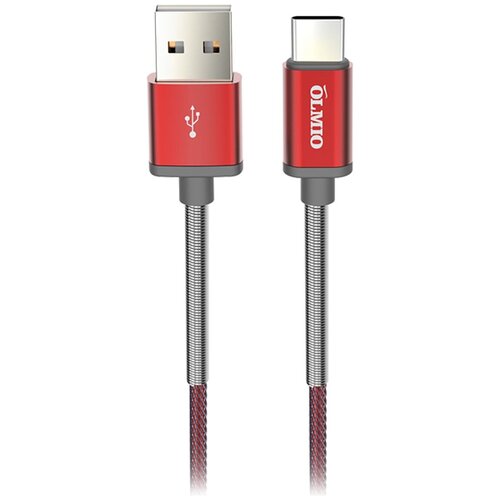 Кабель HD, USB 2.0 - USB Type-C, 1.2м, 2.1A, красный, OLMIO