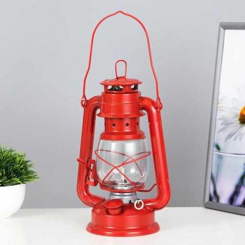 Керосиновая лампа декоративная красный11.5*15*25 см