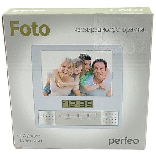 Часы-радио-фоторамка Perfeo "Foto", белый PF-S6005
