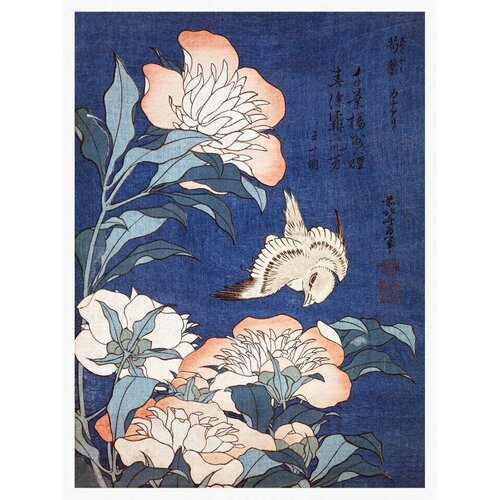Плакат, постер на бумаге Katsushika Hokusai-Small Flowers/Кацусика Хокусай-Маленькие Цветы. Размер 60 на 84 см